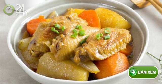 Cánh gà hầm củ cải nóng hổi, mềm ngon